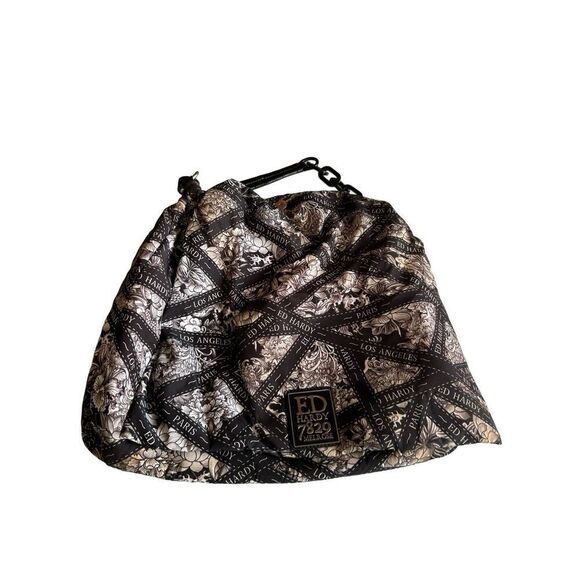 Ed Hardy | Bags | Ed Hardy7829 Melrose Black Yellow Shoulder Tote Bag ...